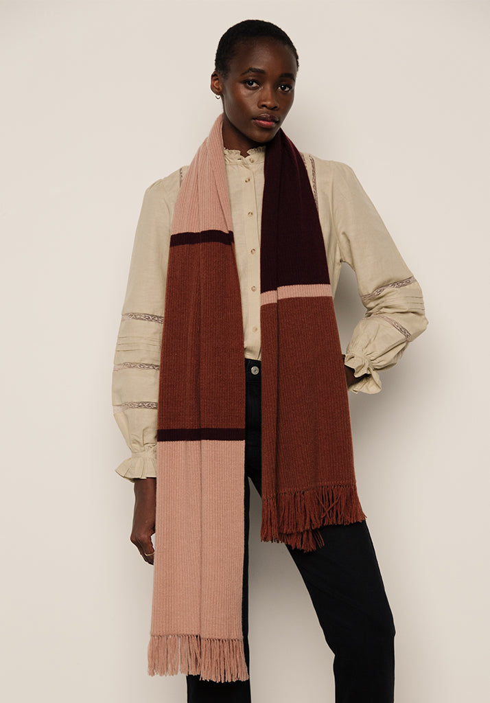 Bordeaux Stripe Scarf in Multi Scarves LilyandLionel Lily and Lionel London Limited