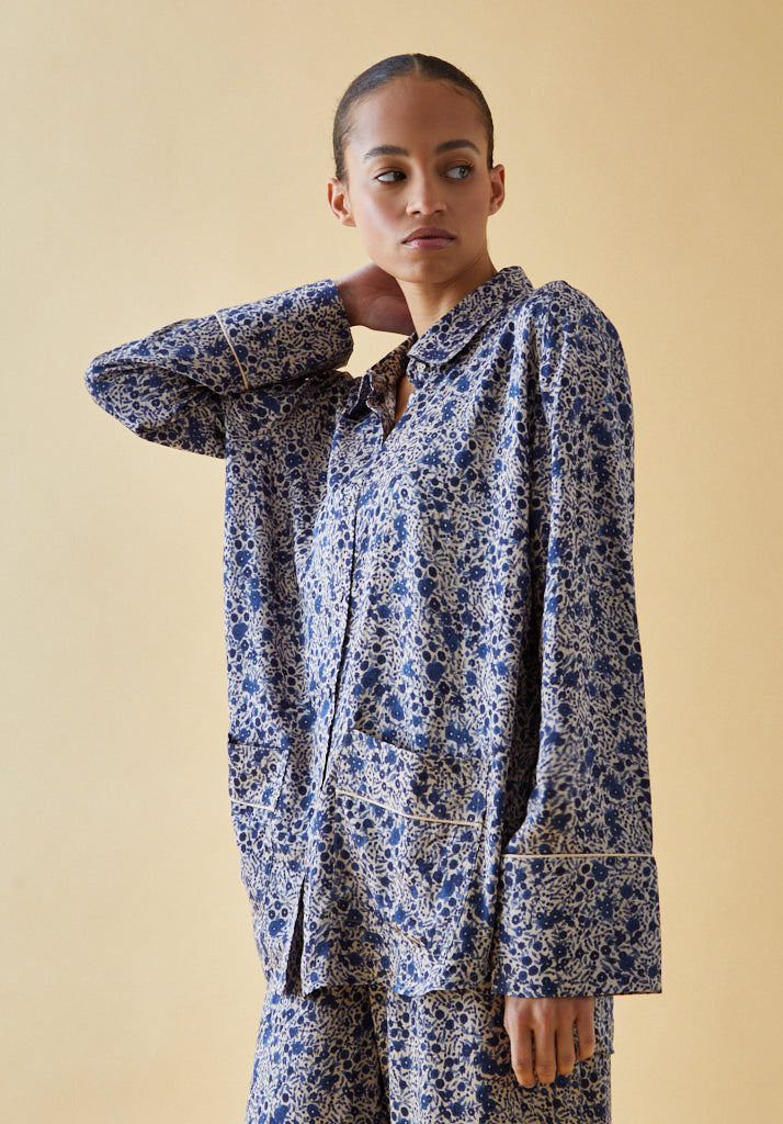 Evie Trouser Set Blue Aster Nightwear Lily And Lionel Lily And