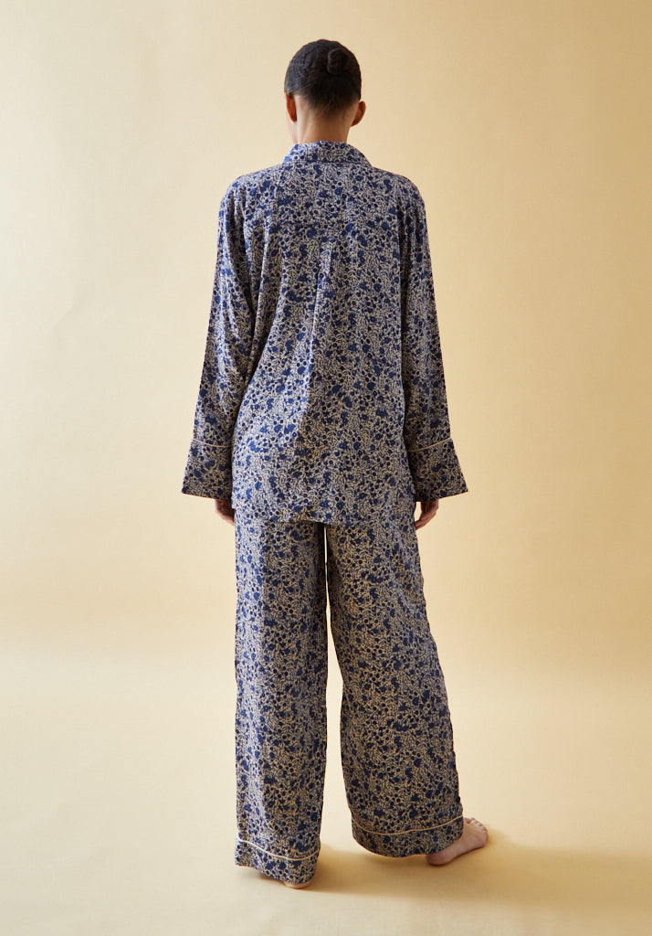 Evie Trouser Set Blue Aster Nightwear Lily And Lionel Lily And