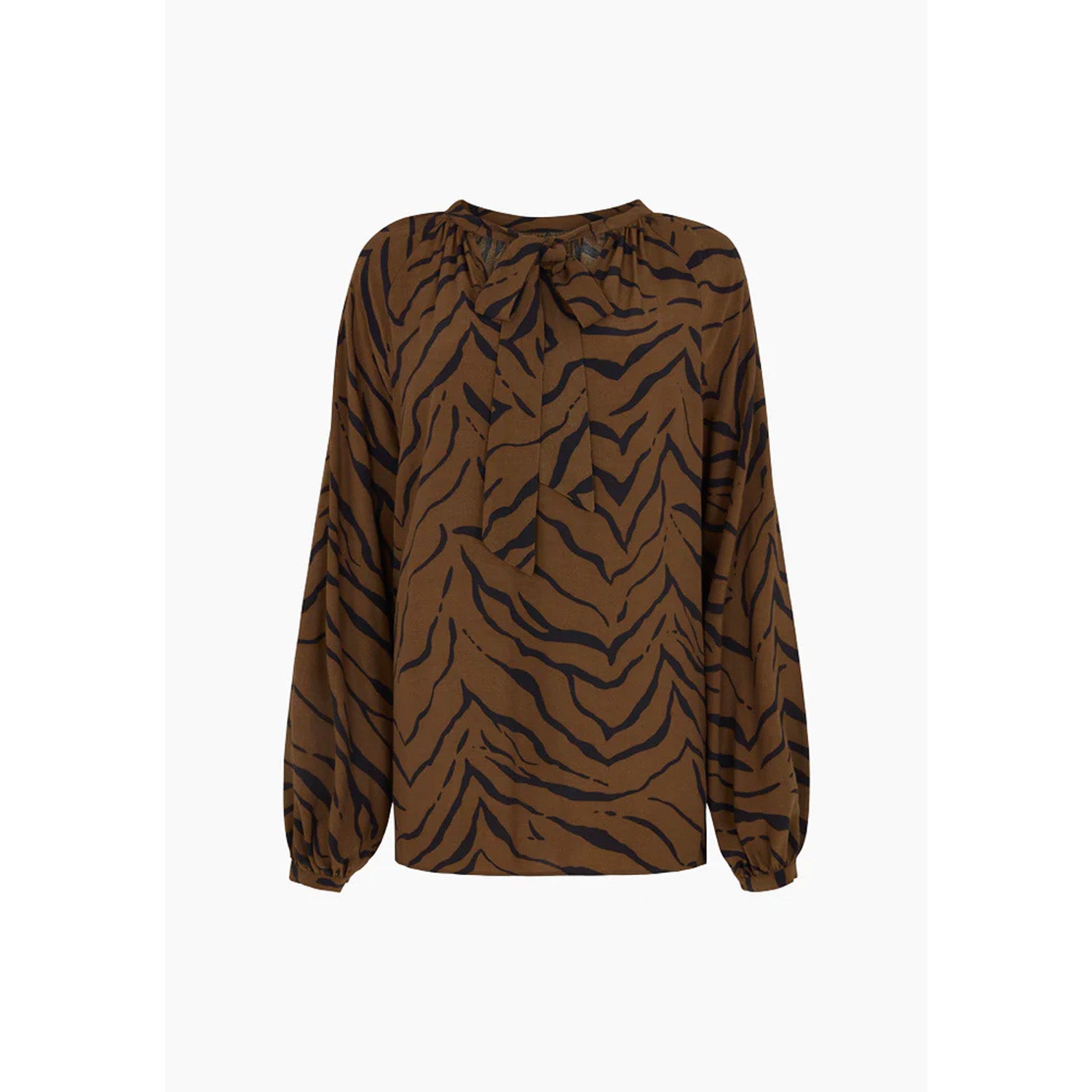 Helena Tiger Blouse in Brown | Tops | LilyandLionel – Lily and Lionel ...