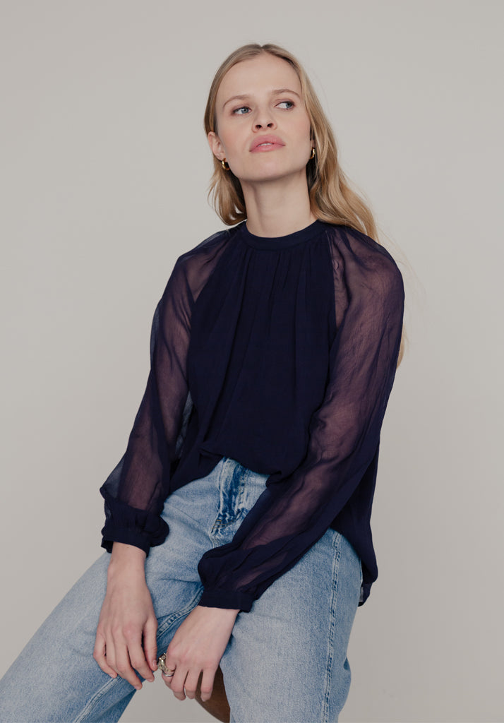 Helena Blouse in Navy | Tops | LilyandLionel – Lily and Lionel London ...